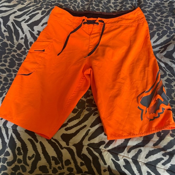 Fox | Swim | Fox Racing Mens Orange Board Shorts Swim Trunks Beach Surf ...